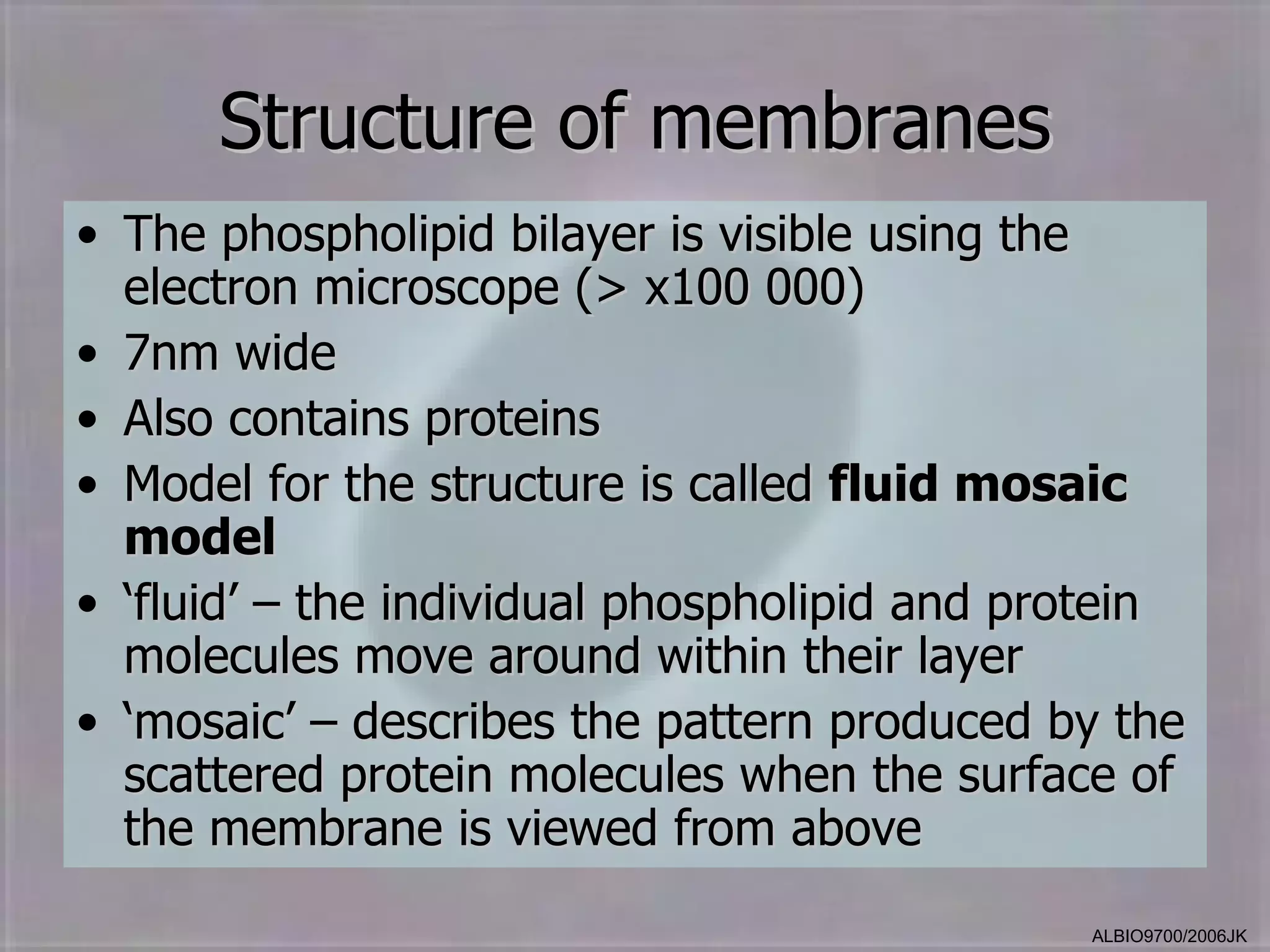 The fluid mosaic model of membrane structure | PPT