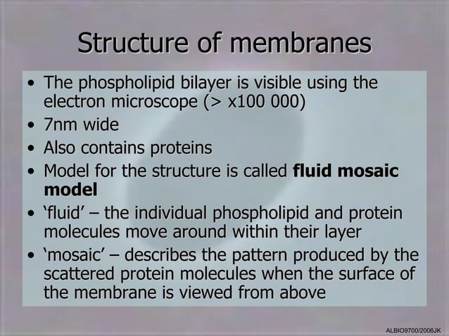 The fluid mosaic model of membrane structure | PPT | Chemistry | Science