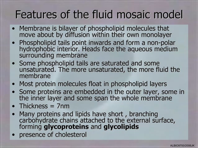 The fluid mosaic model of membrane structure | PPT | Chemistry | Science