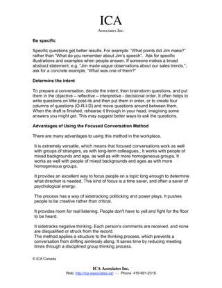 The Focused Conversation Method (ORID) | PDF