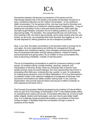 The Focused Conversation Method (ORID) | PDF