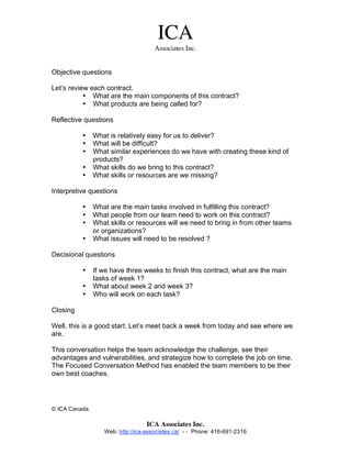 The Focused Conversation Method (ORID) | PDF