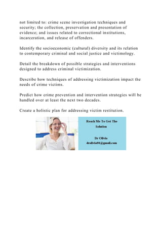 the focus of the Holistic Victim Restitution Plan is to critically a.docx