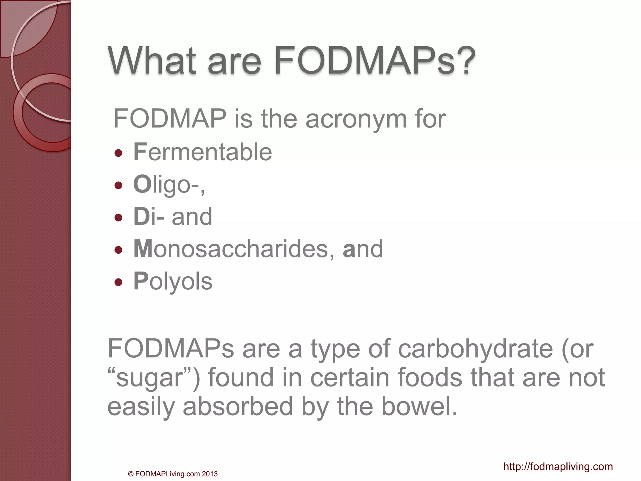 The fodmap diet: promoting gastrointestinal health with diet | PPTX