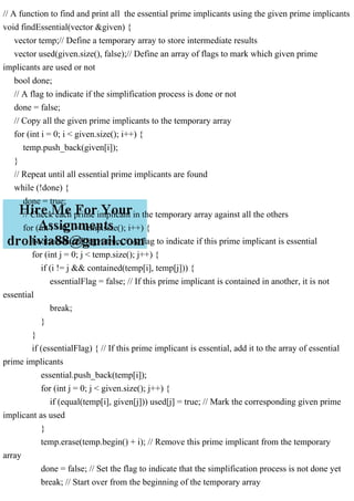 the following code should print essential prime implicant but i does.pdf