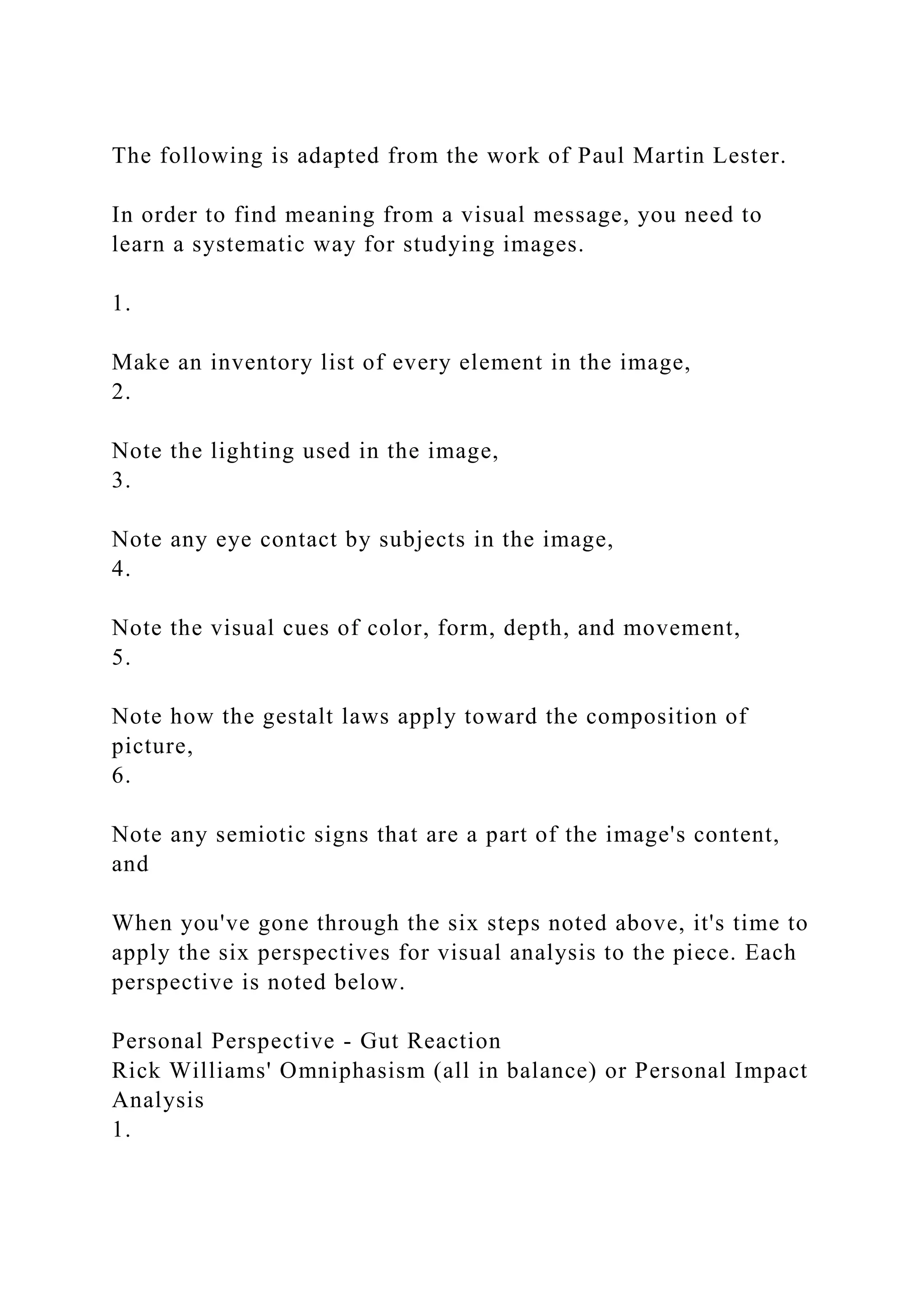 The following is adapted from the work of Paul Martin Lester.In .docx