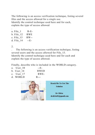 The following is an access verification technique, listing several f.docx