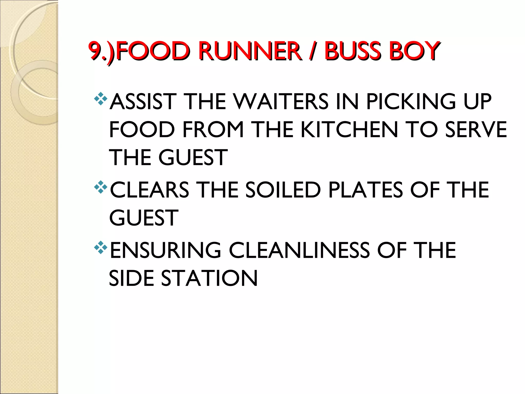 The food and beverage service department | PPT