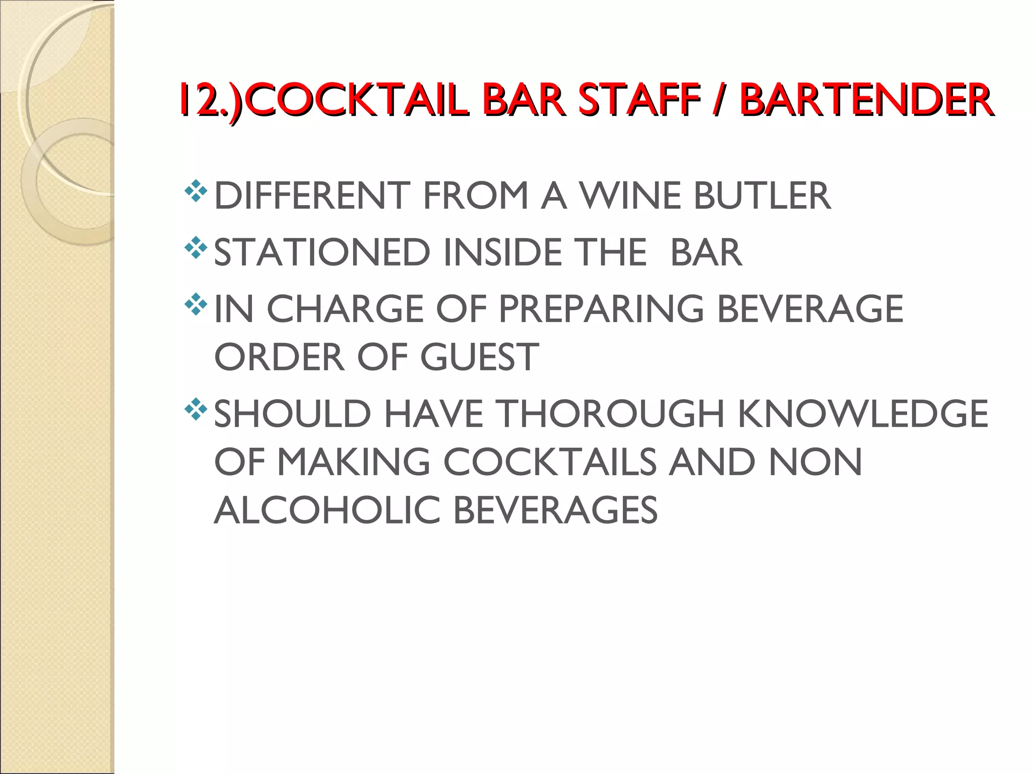 The food and beverage service department | PPT