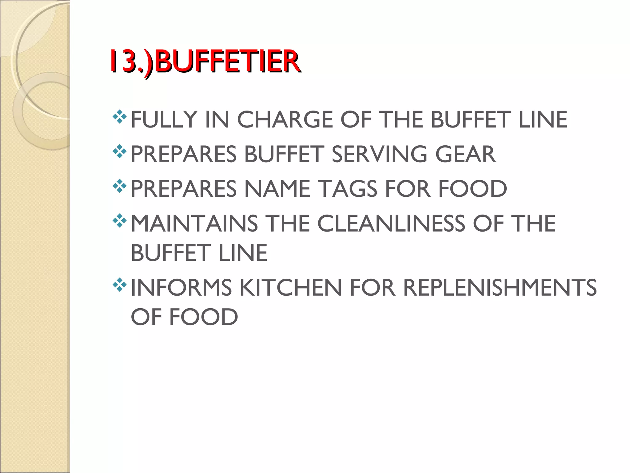 The food and beverage service department | PPT