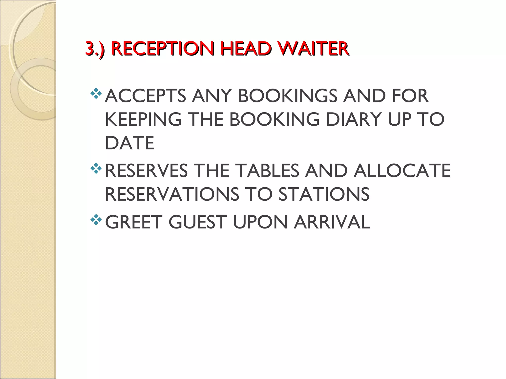 The food and beverage service department | PPT