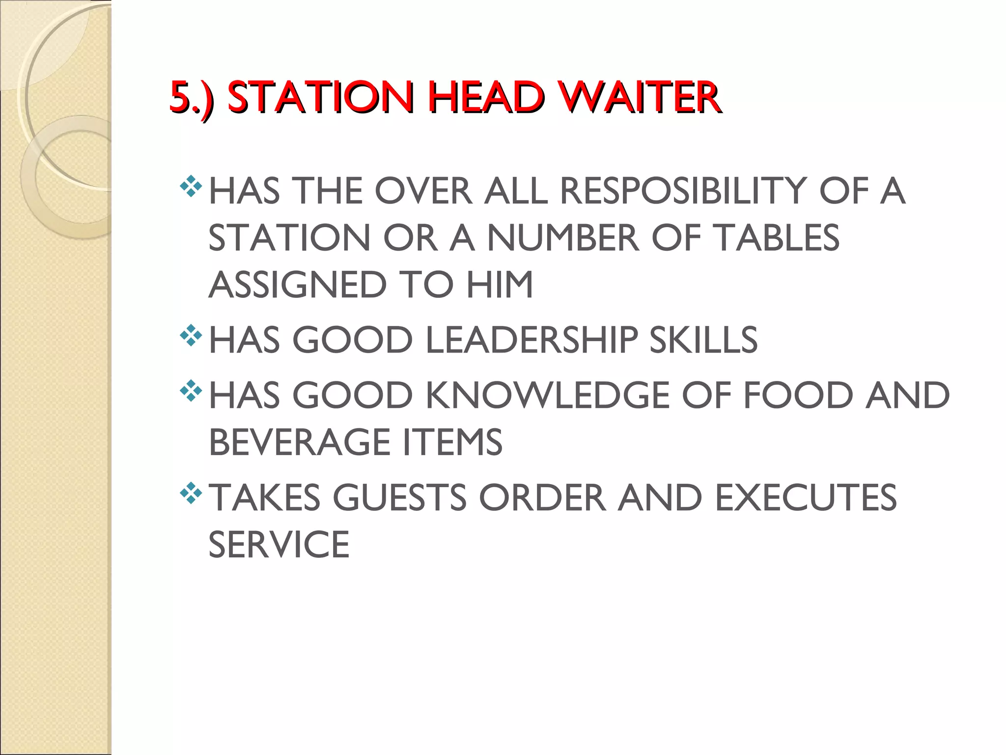 The food and beverage service department | PPT