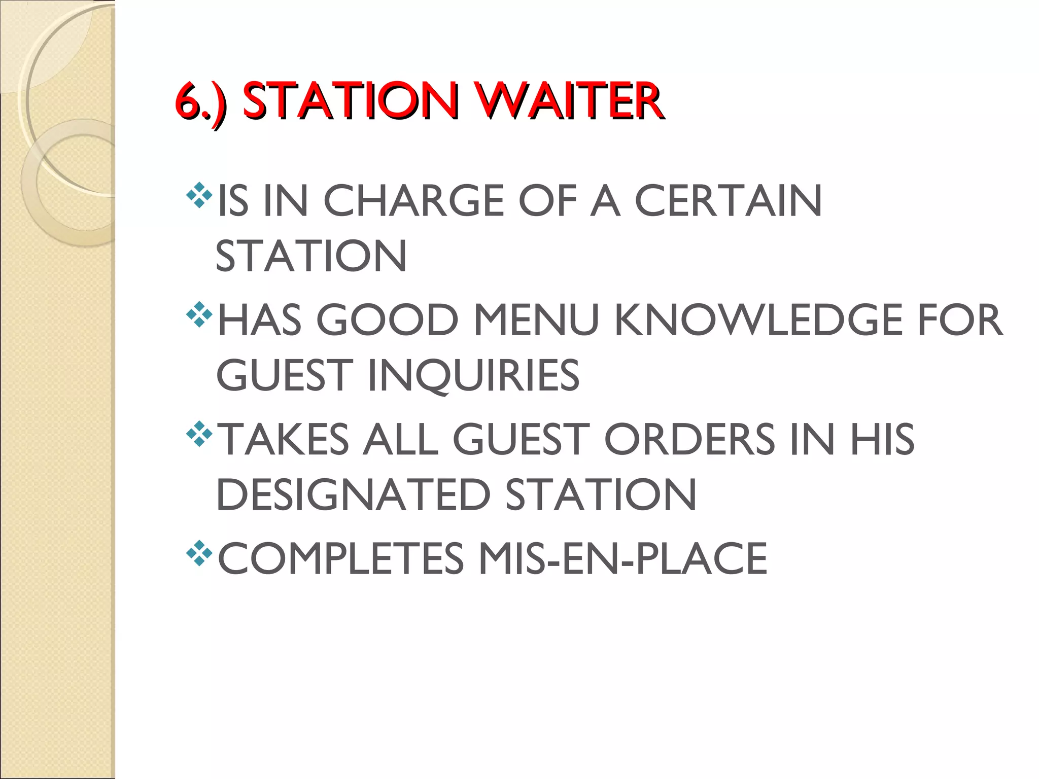 The food and beverage service department | PPT