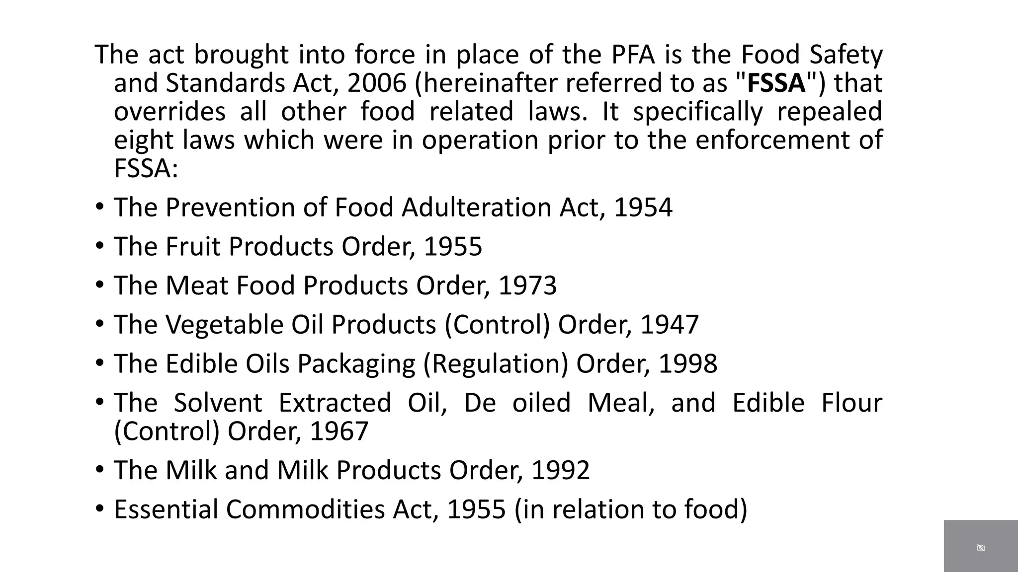 The food safety and standards act, 2006 FSSAI Exam 2019 - Session - 1 | PPTX