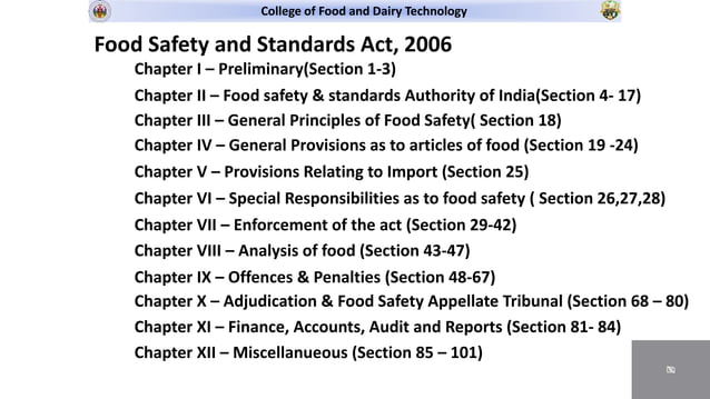 The food safety and standards act, 2006 FSSAI Exam 2019 - Session - 1 ...