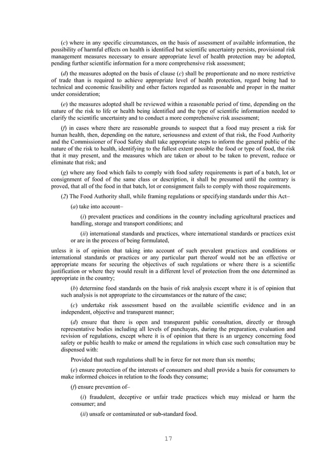 The Food Safety and Standards Act, 2006.pdf | Food Industry | Industries