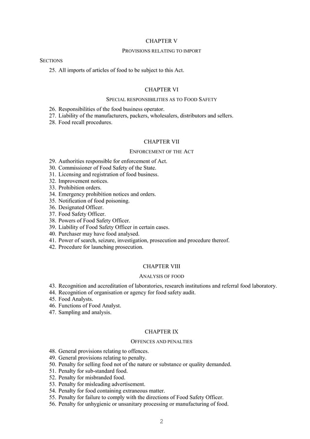 The Food Safety and Standards Act, 2006.pdf | Food Industry | Industries