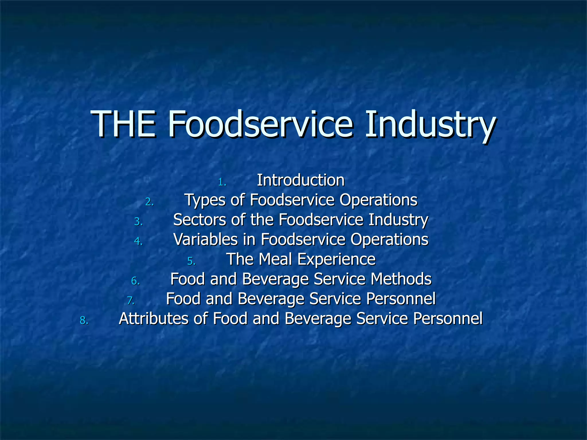 food service industry | PPT