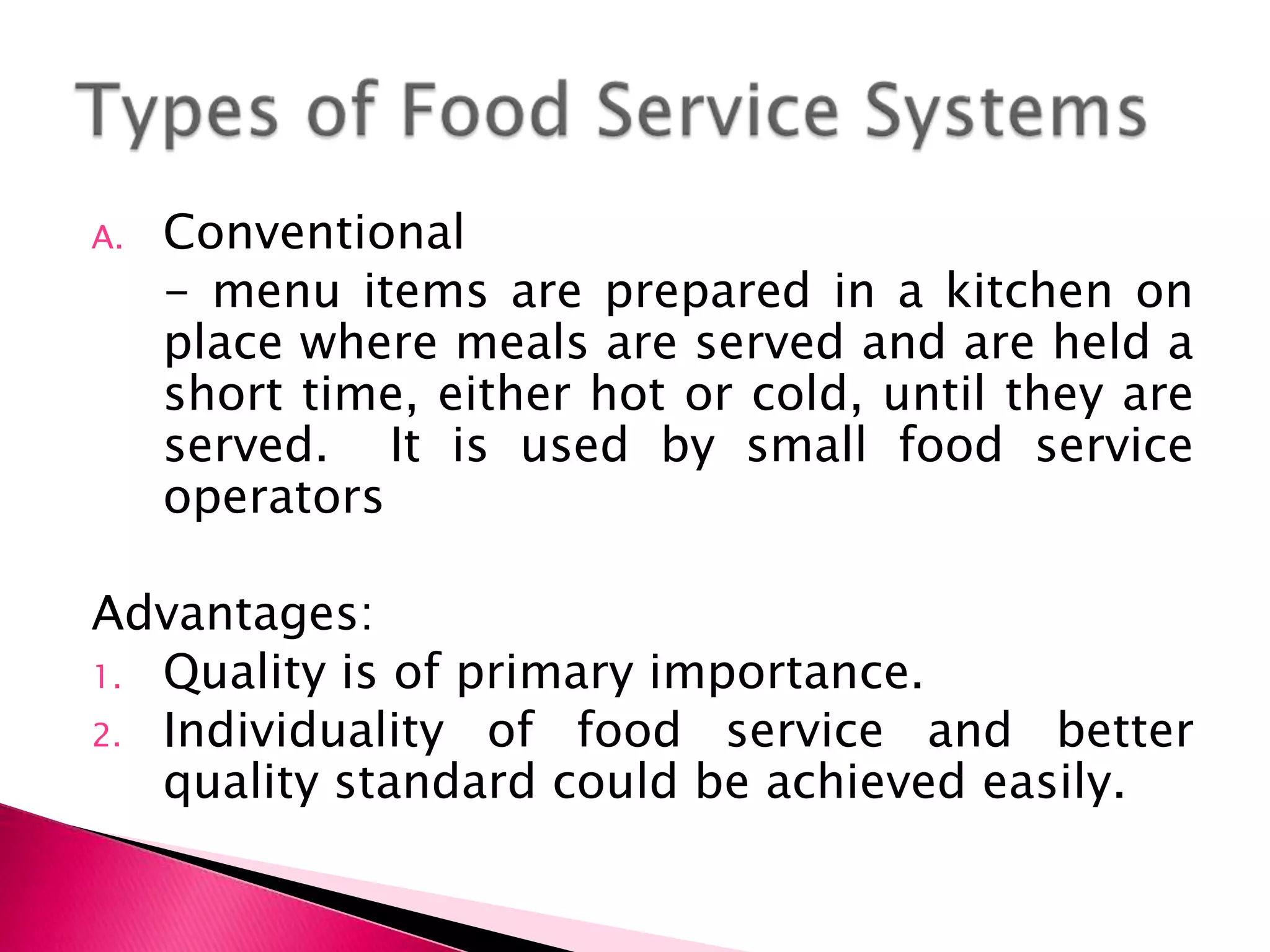 The food service system | PPTX