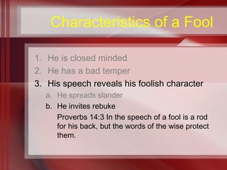 The People of Proverbs (Part 4): The Fool | PPT