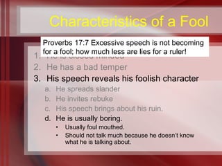 The People of Proverbs (Part 4): The Fool | PPT