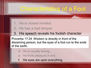 The People of Proverbs (Part 4): The Fool | PPT