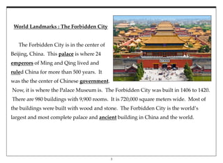 The forbidden city reading text | PDF | Asia Travel | Travel Locations