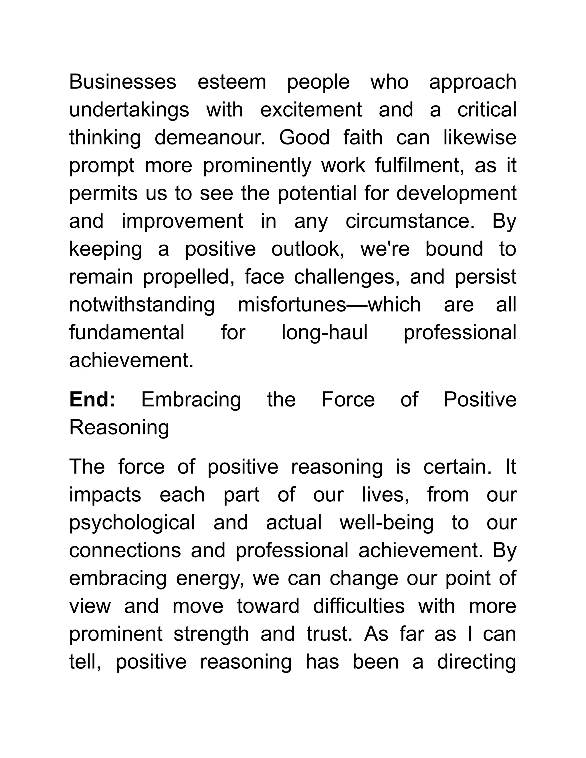 The Force of Positive Reasoning is a basic yet | PDF