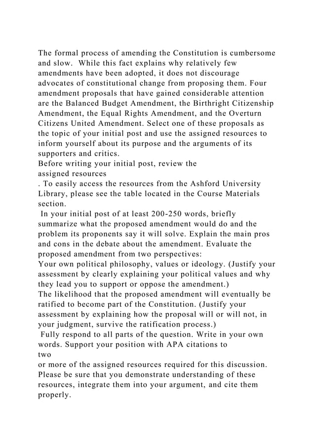 The formal process of amending the Constitution is cumbersome and sl.docx