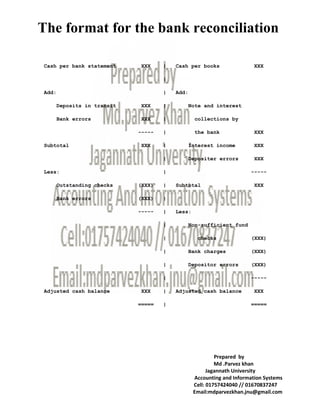 The format for the bank reconciliation | PDF
