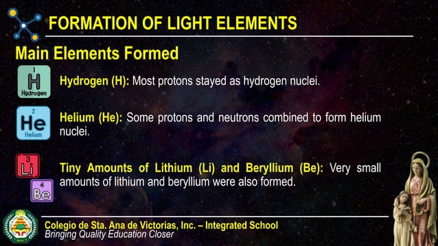 THE FORMATION OF ELEMENTS IN THE UNIVERSE.pptx | Space and Astronomy | Science