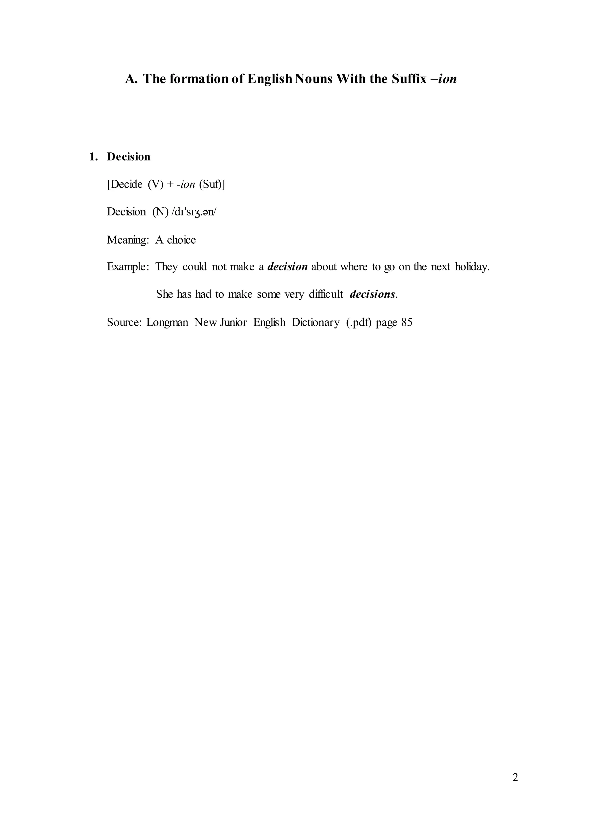 The formation of english words through derivation | DOCX