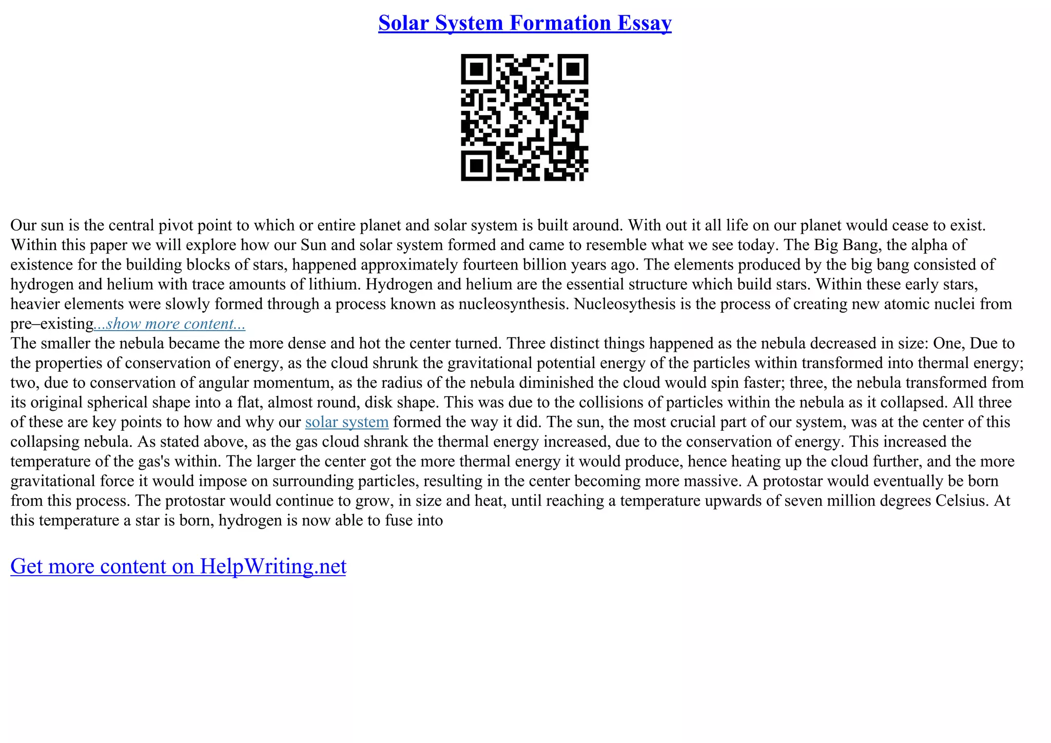 The Formation Of Solar System Essay | PPT