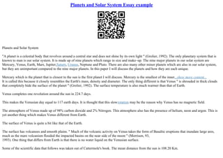 The Formation Of Solar System Essay | PDF | Geography | Science