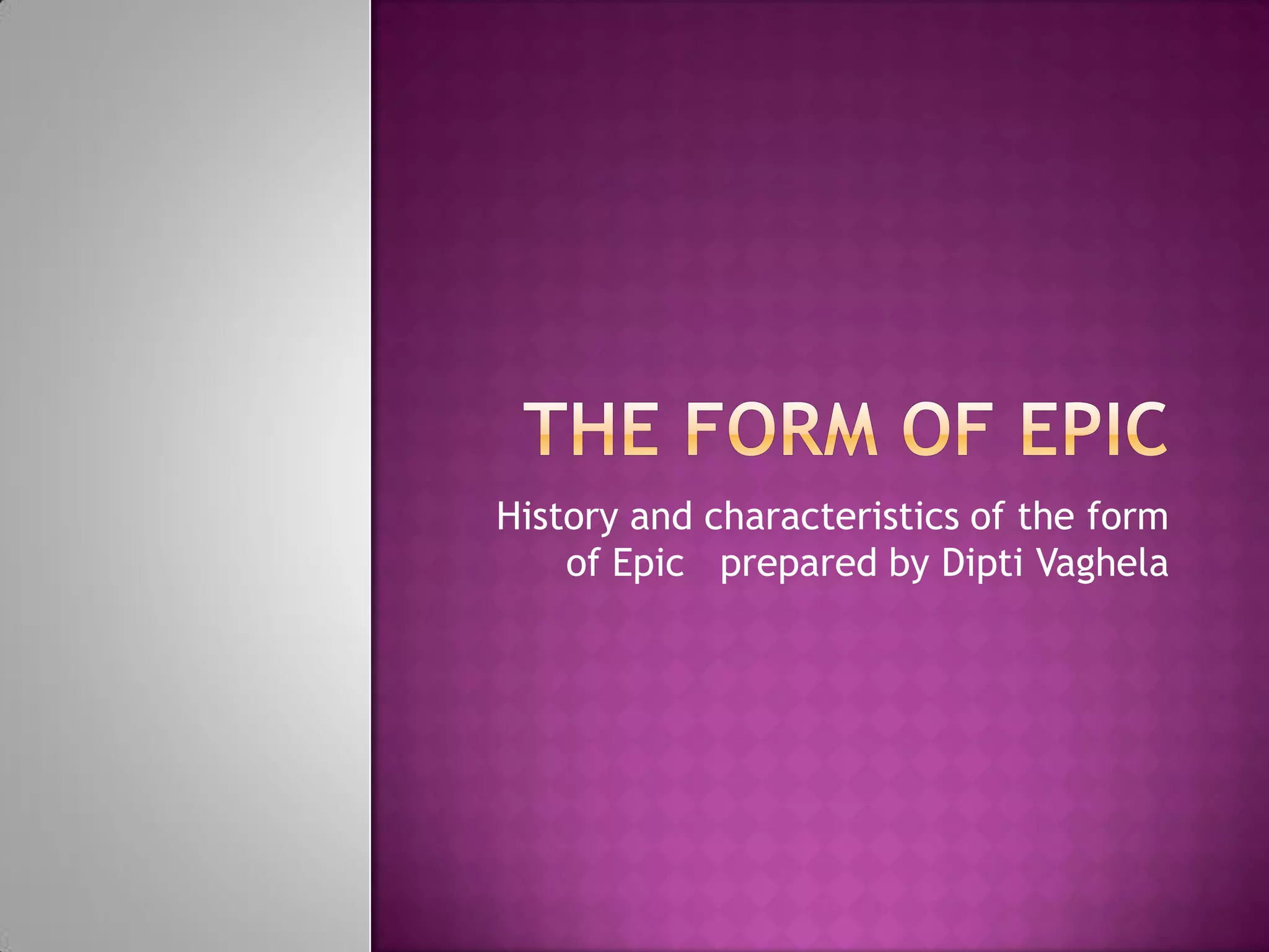 The form of epic | PDF