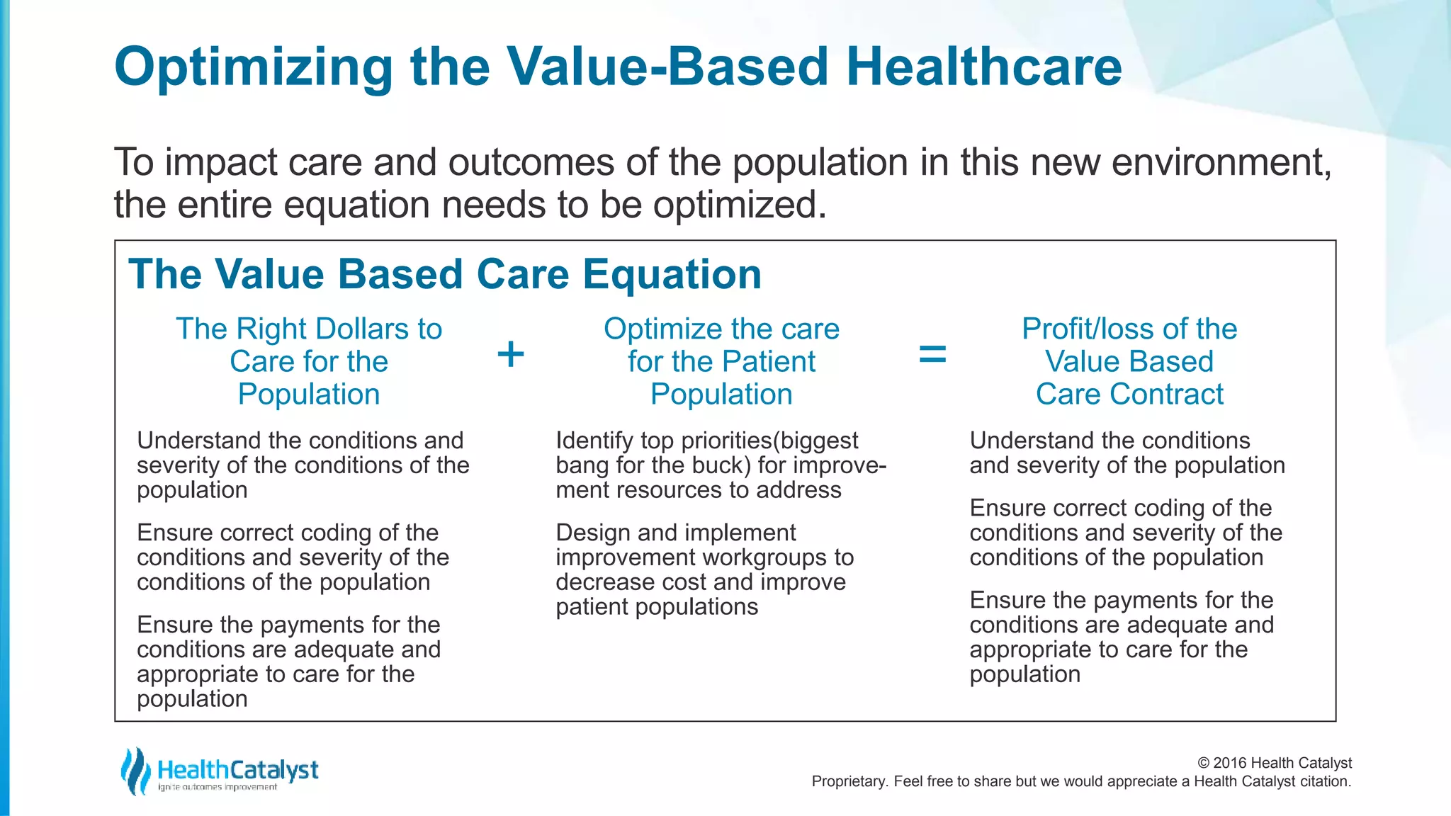 The Formula for Optimizing the Value-Based Healthcare Equation | PPT