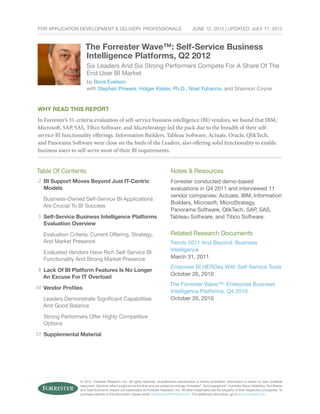 The Forrester Wave of Self Service BI Platforms | PDF