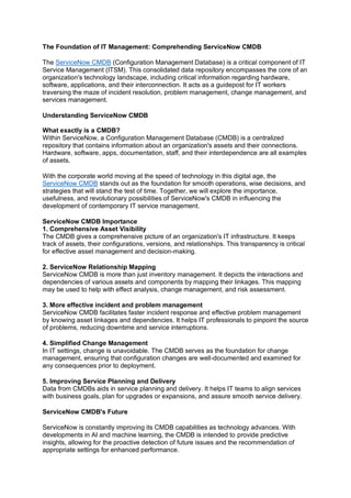 The Foundation of IT Management Comprehending ServiceNow CMDB.pdf