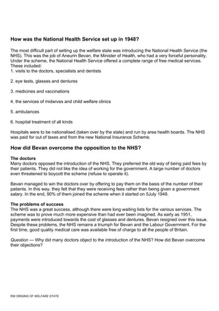 The Foundation of the Welfare State | DOC