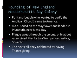 The founding of the 13 colonies std 1 | PPTX