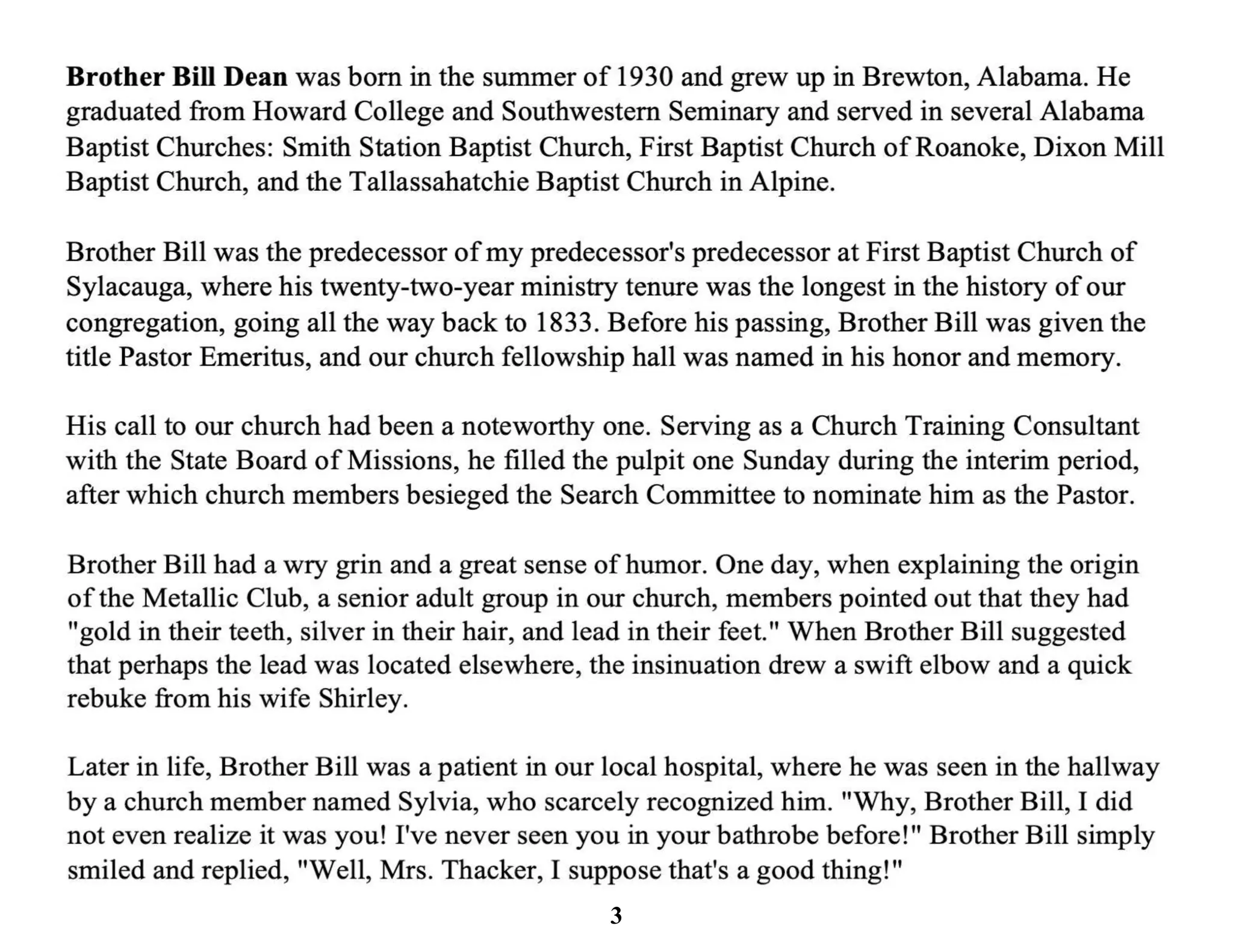 A MEMORIAL TRIBUTE TO THE FOUR BROTHER BILLS | PPT