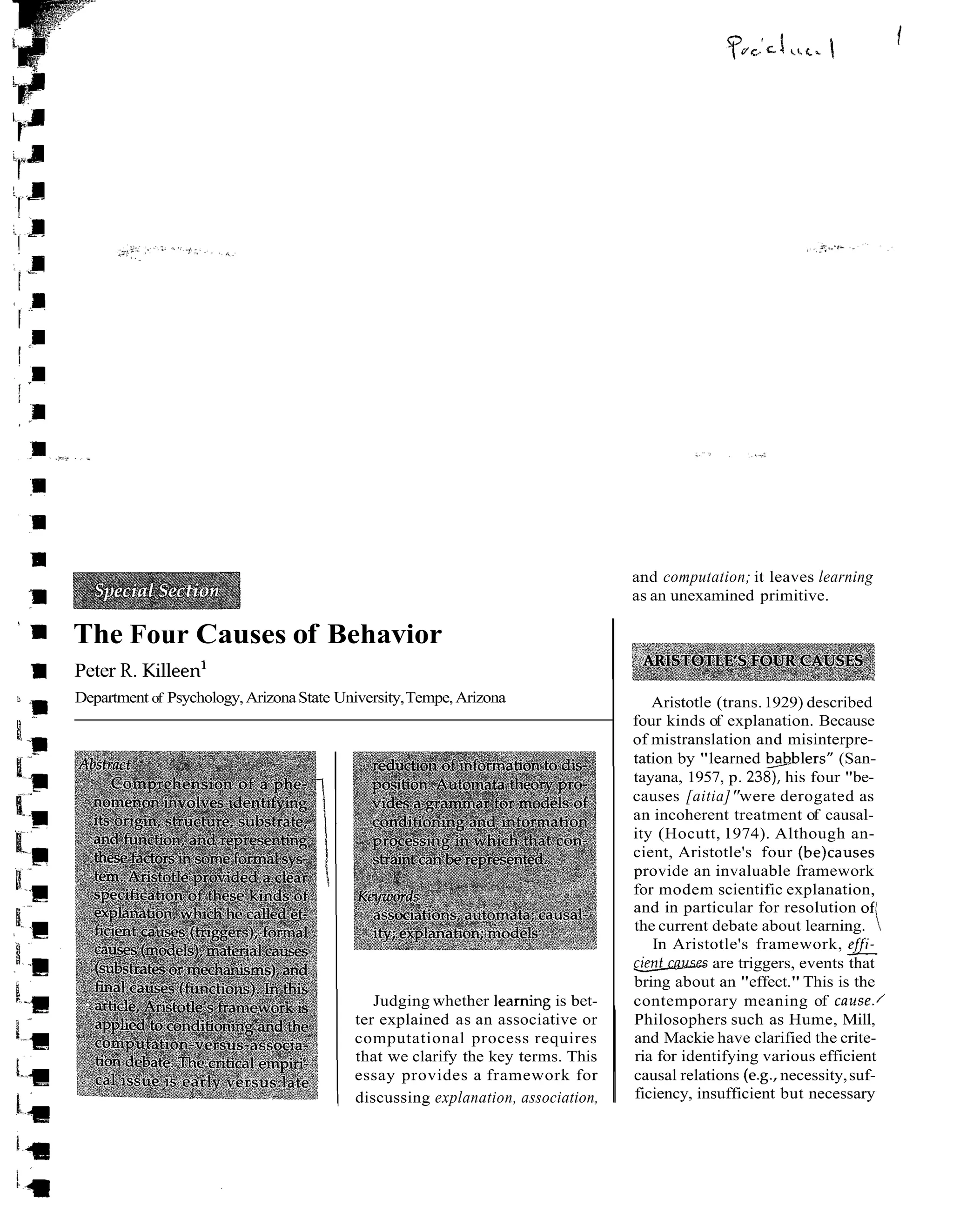 The four causes of behavior | PDF