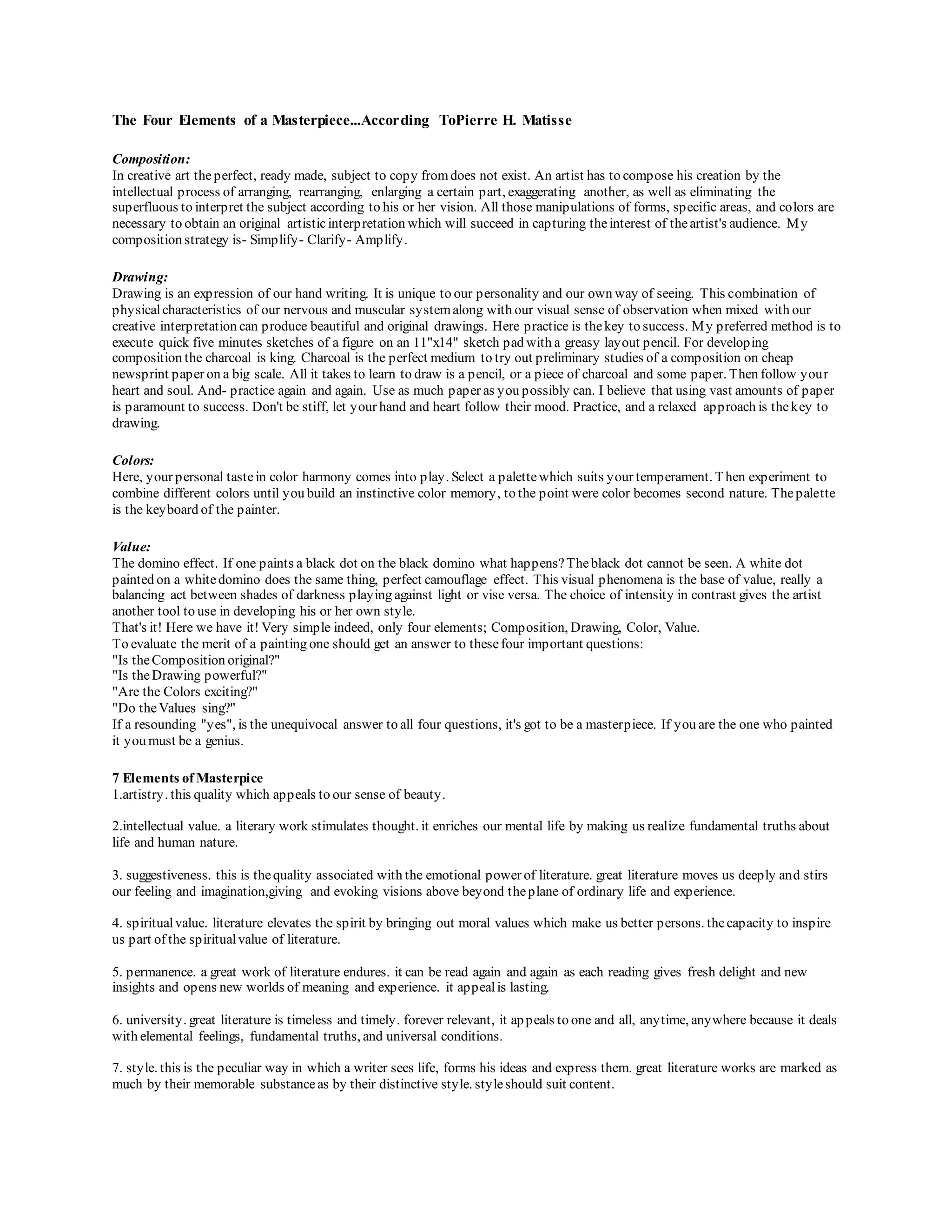 The four elements of a masterpiece | DOCX