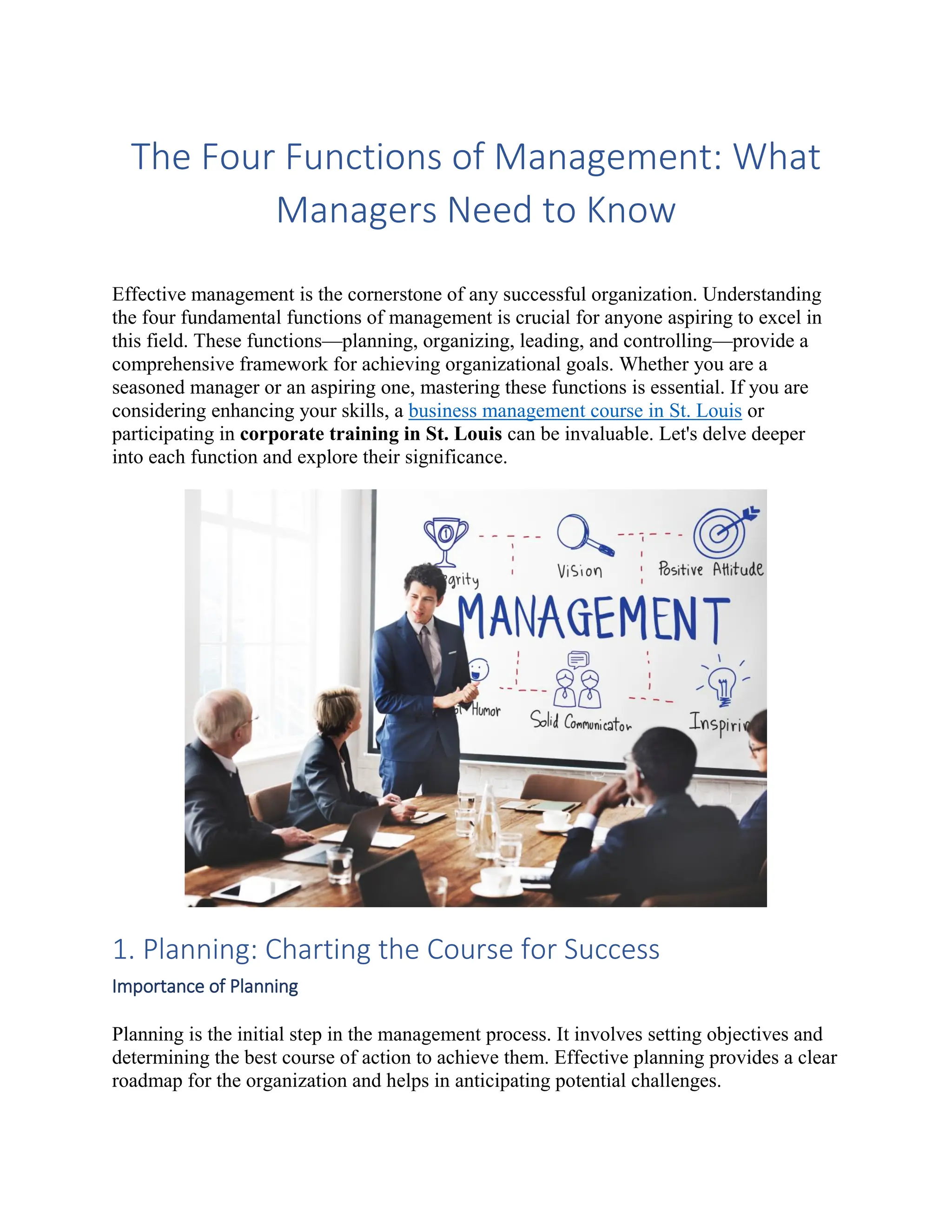 The Four Functions of Management: What Managers Need to Know | PDF ...