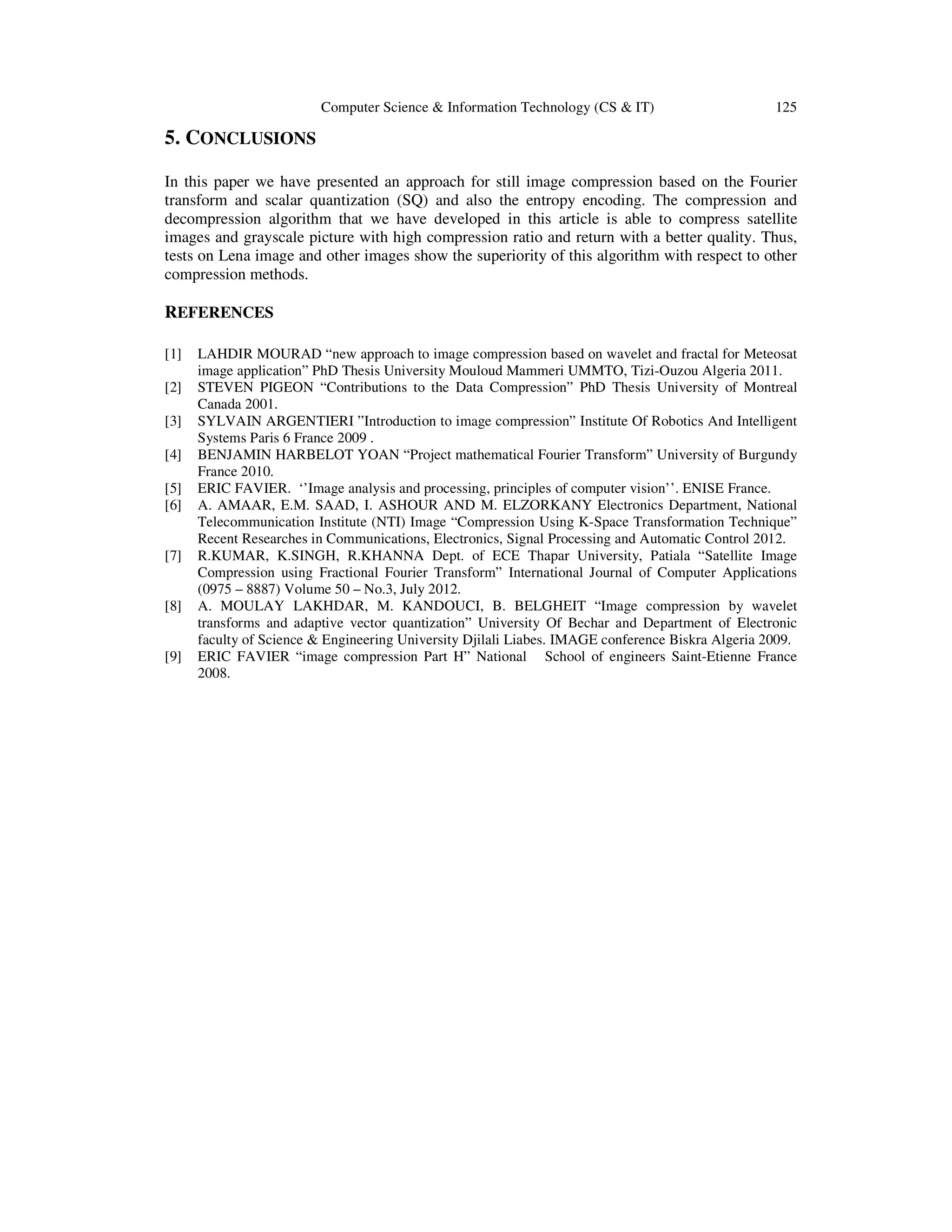 The fourier transform for satellite image compression | PDF
