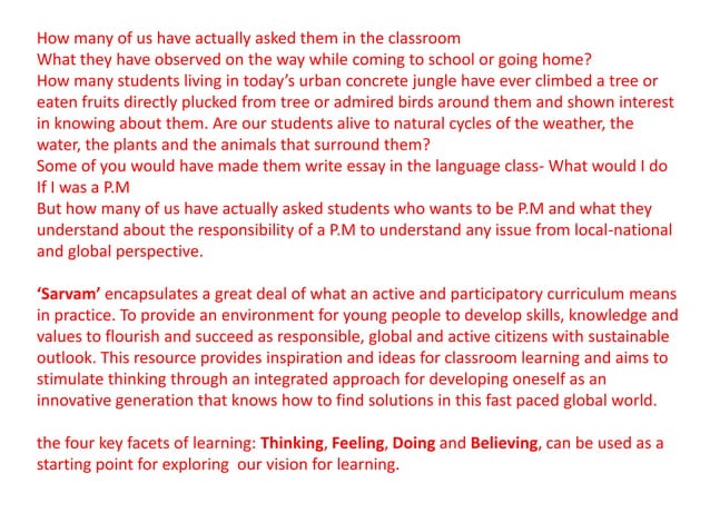 The Four Key Facets of Learning - SARVAM | PPT