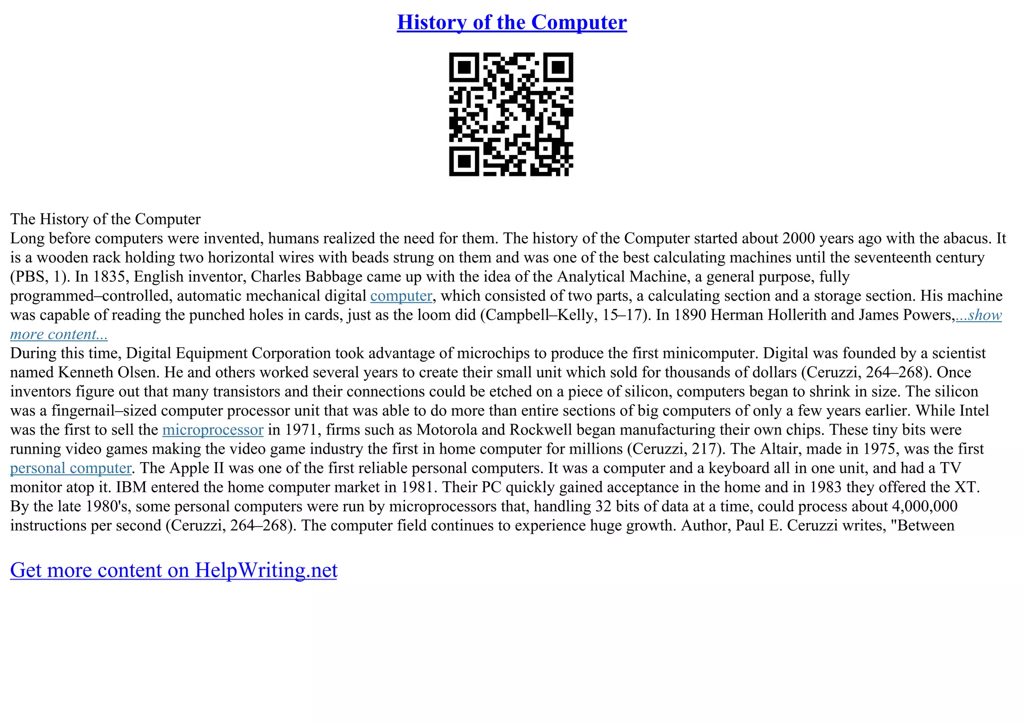 The Four Main Components And History Of Computers | PDF
