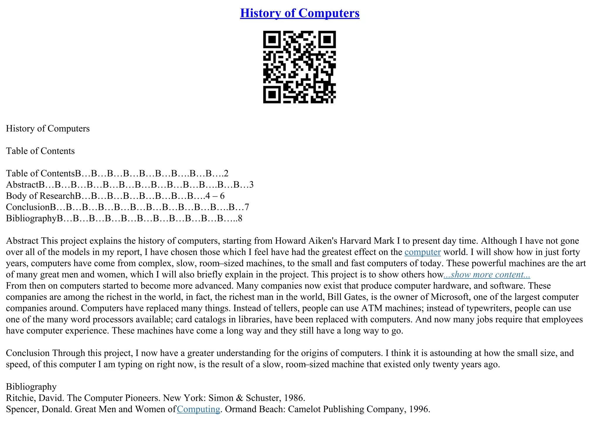 The Four Main Components And History Of Computers | PDF