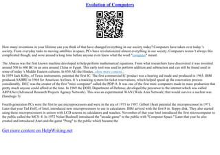 The Four Main Components And History Of Computers | PDF