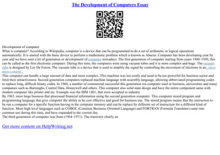 The Four Main Components And History Of Computers | PDF